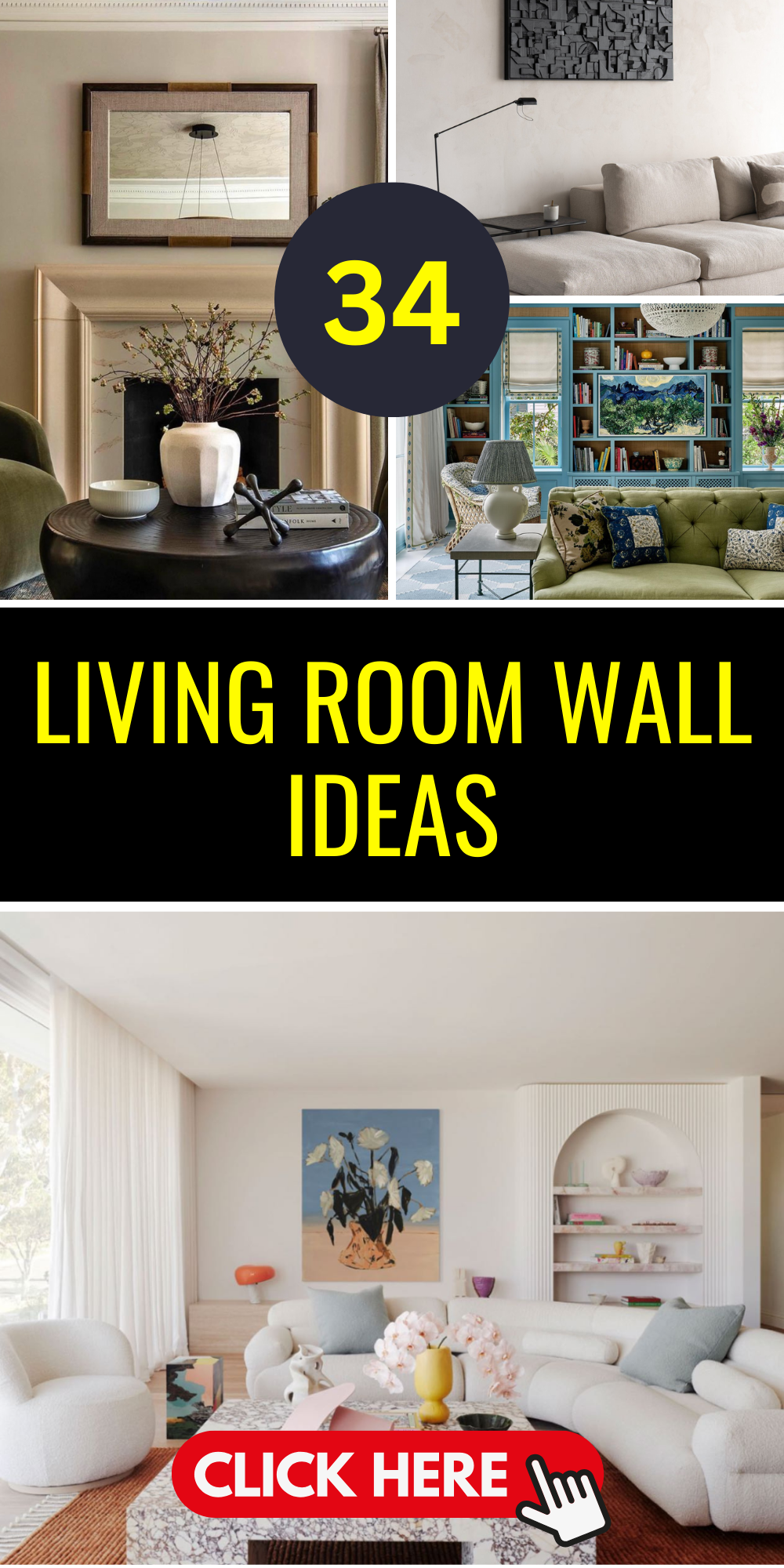 34 Creative Living Room Wall Ideas for Stylish Home Decor - placeideal.com