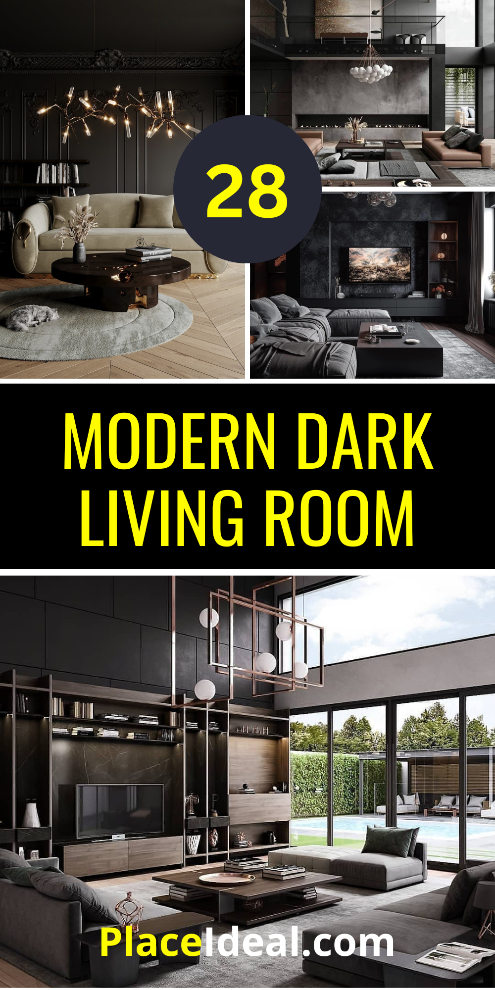 24 Modern Dark Living Room Ideas: Elegant, Cozy, and Stylish Designs ...