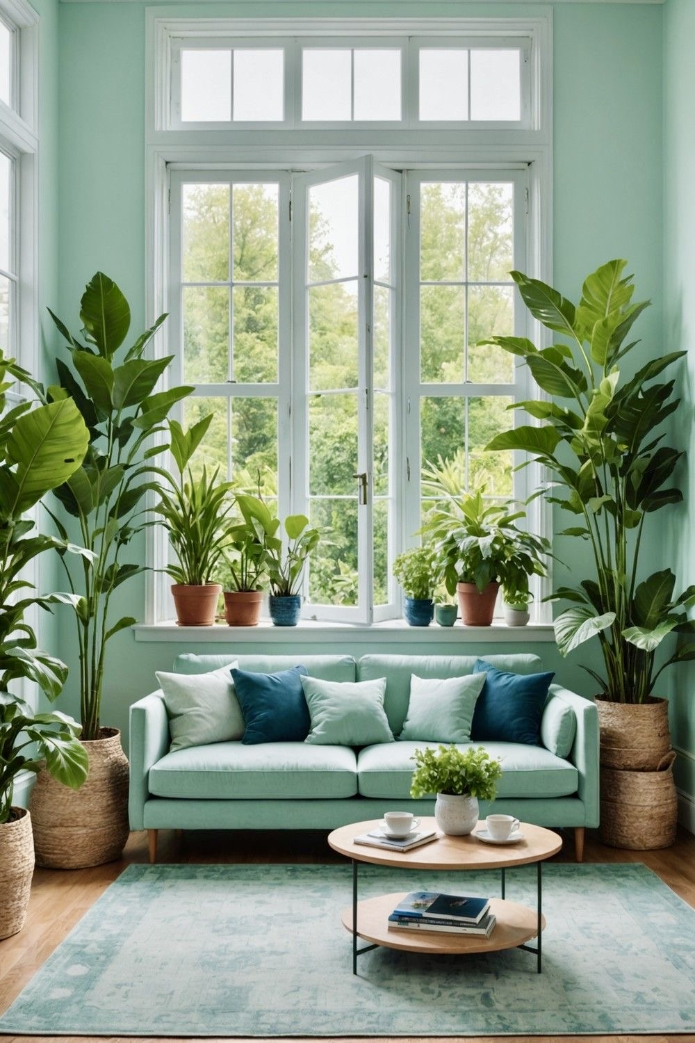 25 Blue and Green Living Room Ideas That Blend Bold Color with ...